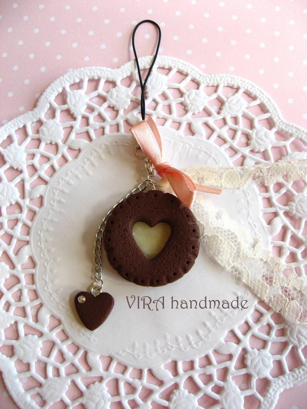 Kawaii Cute Chocolate Sandwich Cookie Cell Phone Charm on Luulla